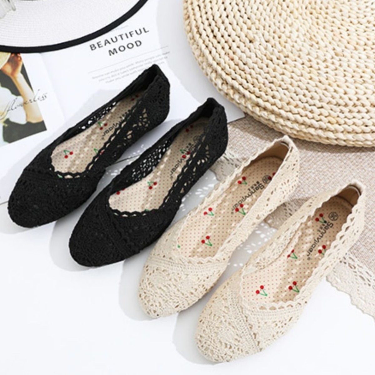 リネンメッシュフラットシューズ A00106 | SproutStyle