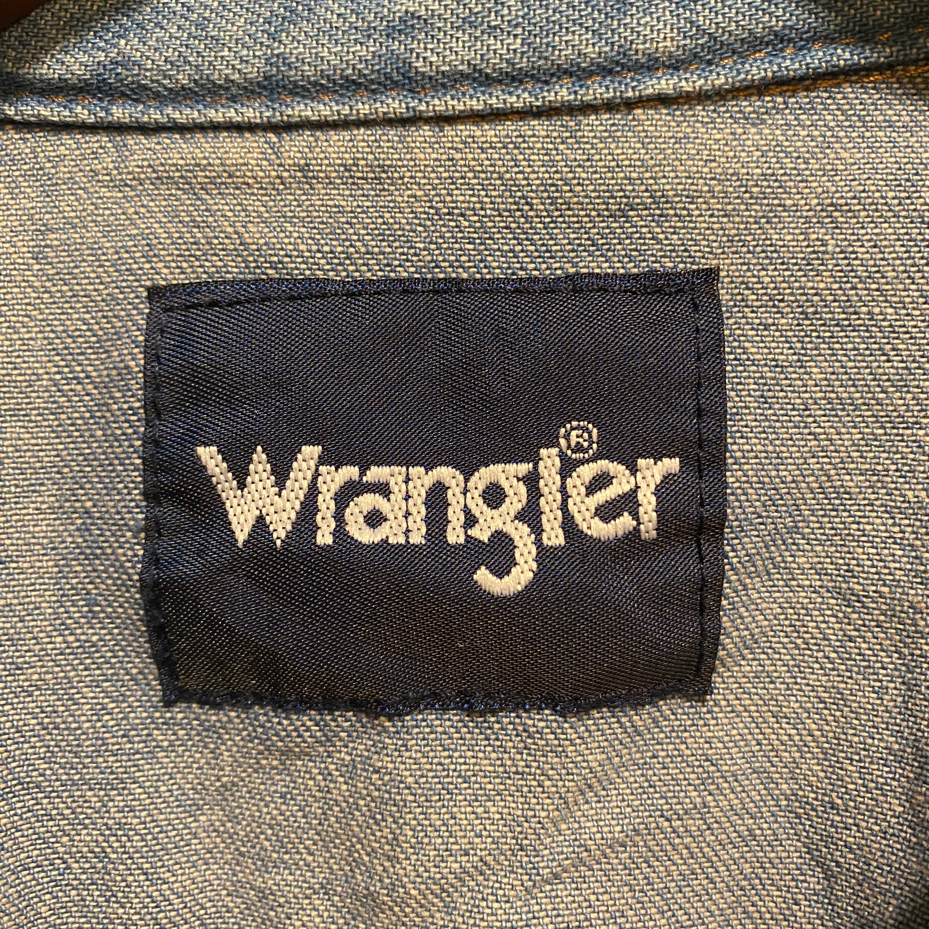 Wrangler Western Denim Shirt Light Blue Size M | headvintage