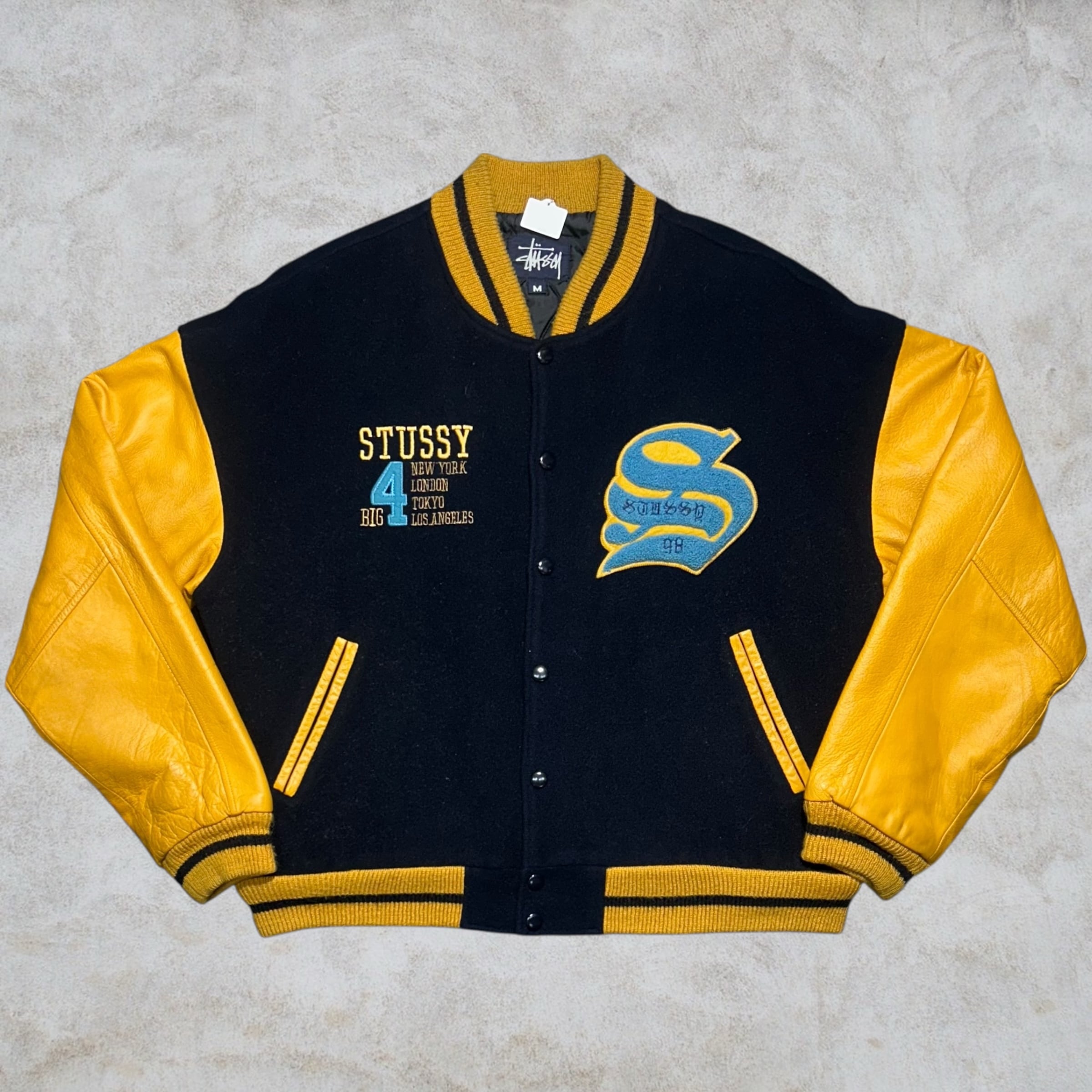 【Special!!】90’s old stussy Varsity Jacket “BIG 4” “スタジャン”【下北沢店】 | curb