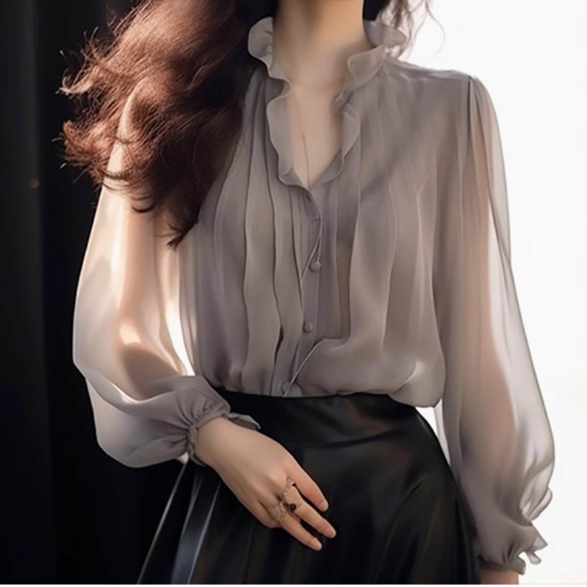 Sheer Frill Blouse KRE2081 | KRE
