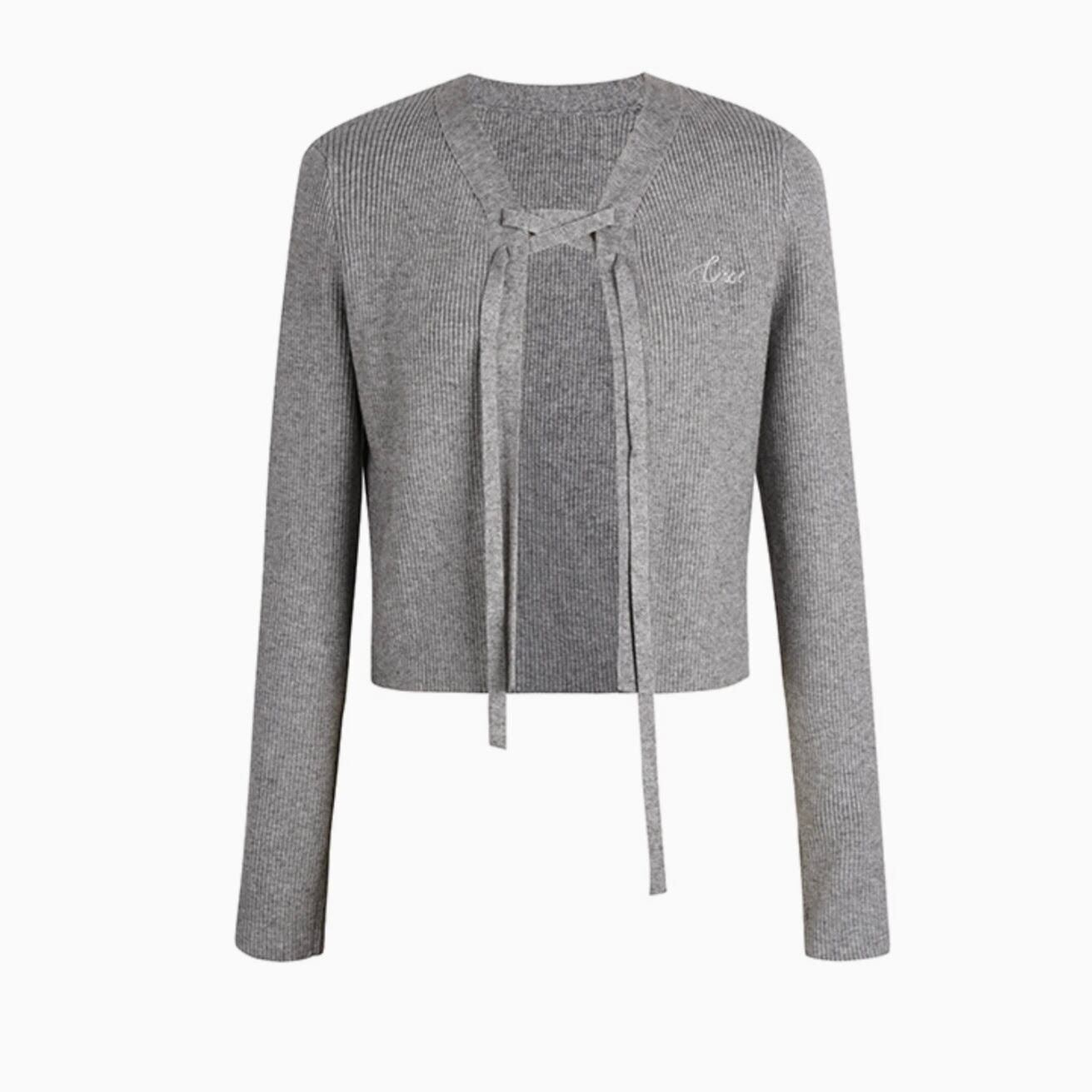 トップス カーディガン ニットカーディガン 長袖 リボン 前開き