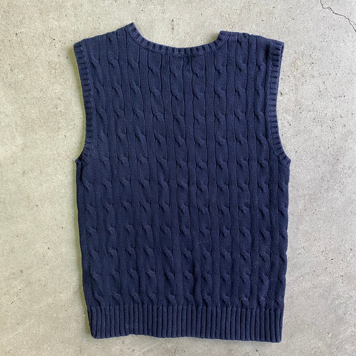 【キッズ7歳】POLO RALPHA LAUREN ポロ ラルフローレン コットンニットベスト 7歳 古着 キッズ企画 ワンポイントロゴ刺繍 ...