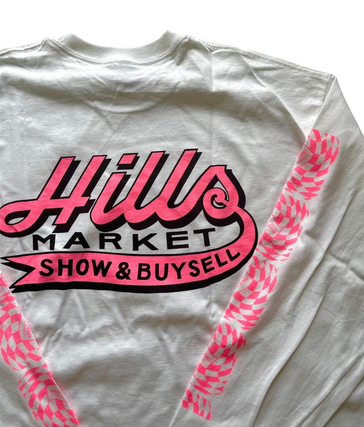OFFICIAL HILLS MARKET ORIGINAL LOGO L/S T-SHIRT (pink) | HILLS MARKET ...