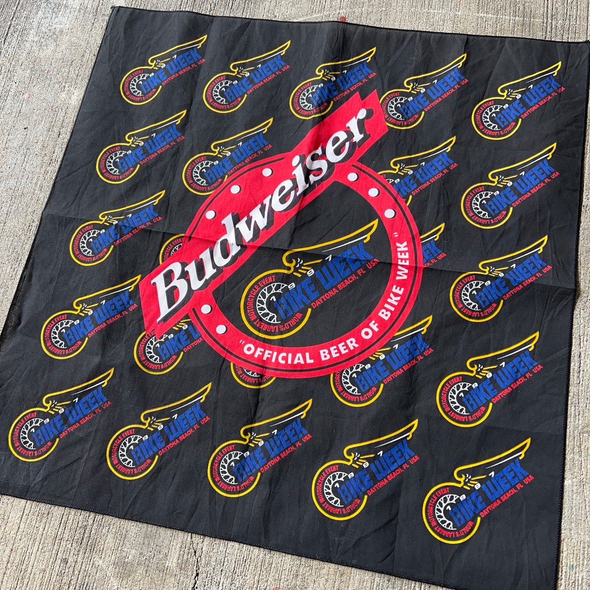90's Budweiser "1997 DAYTONA BIKE WEEK" Bandanna 90年代 バドワイザー バンダナ 黒 ...