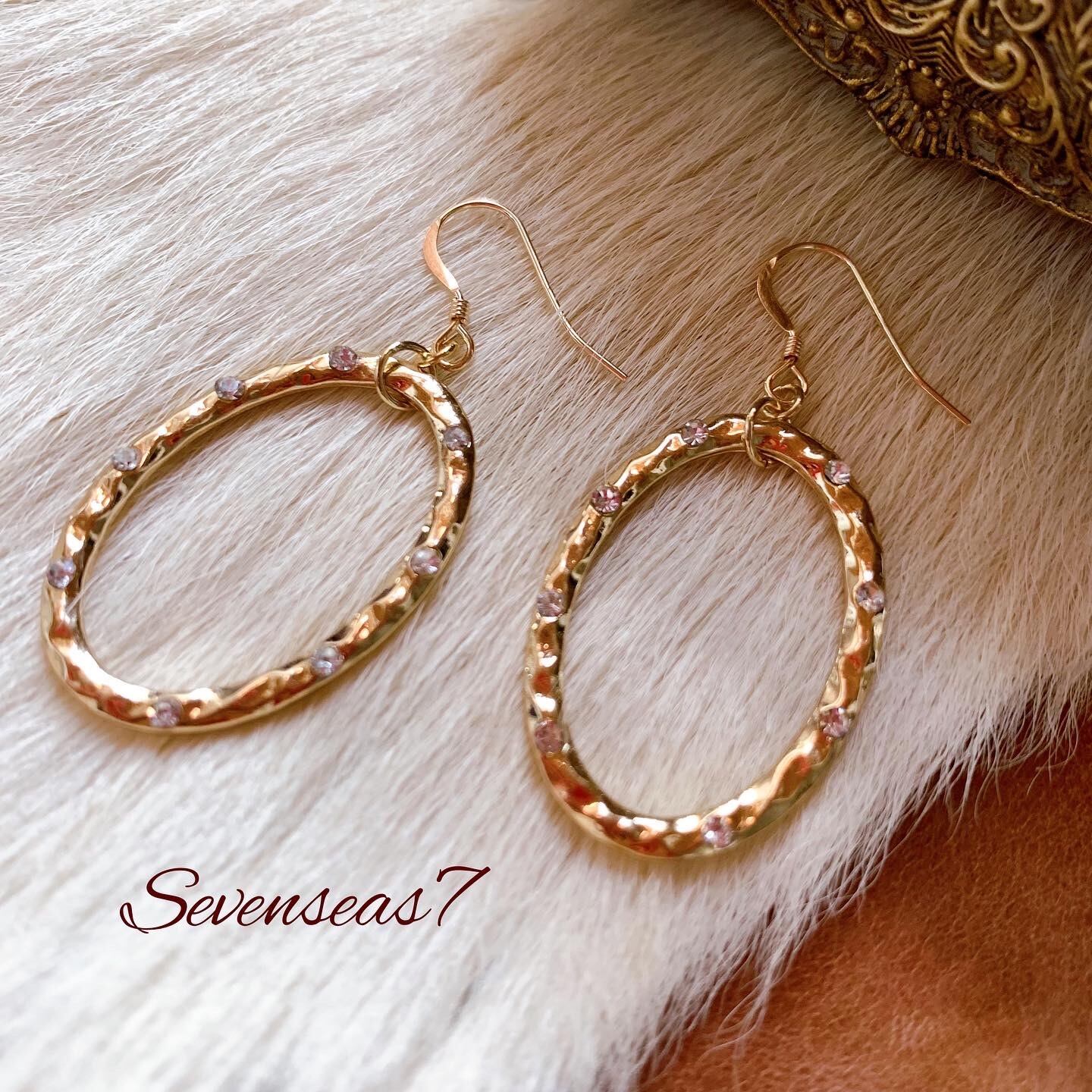 ★キラキラオーバルフープイヤリング・14kgfピアス | Pay ID