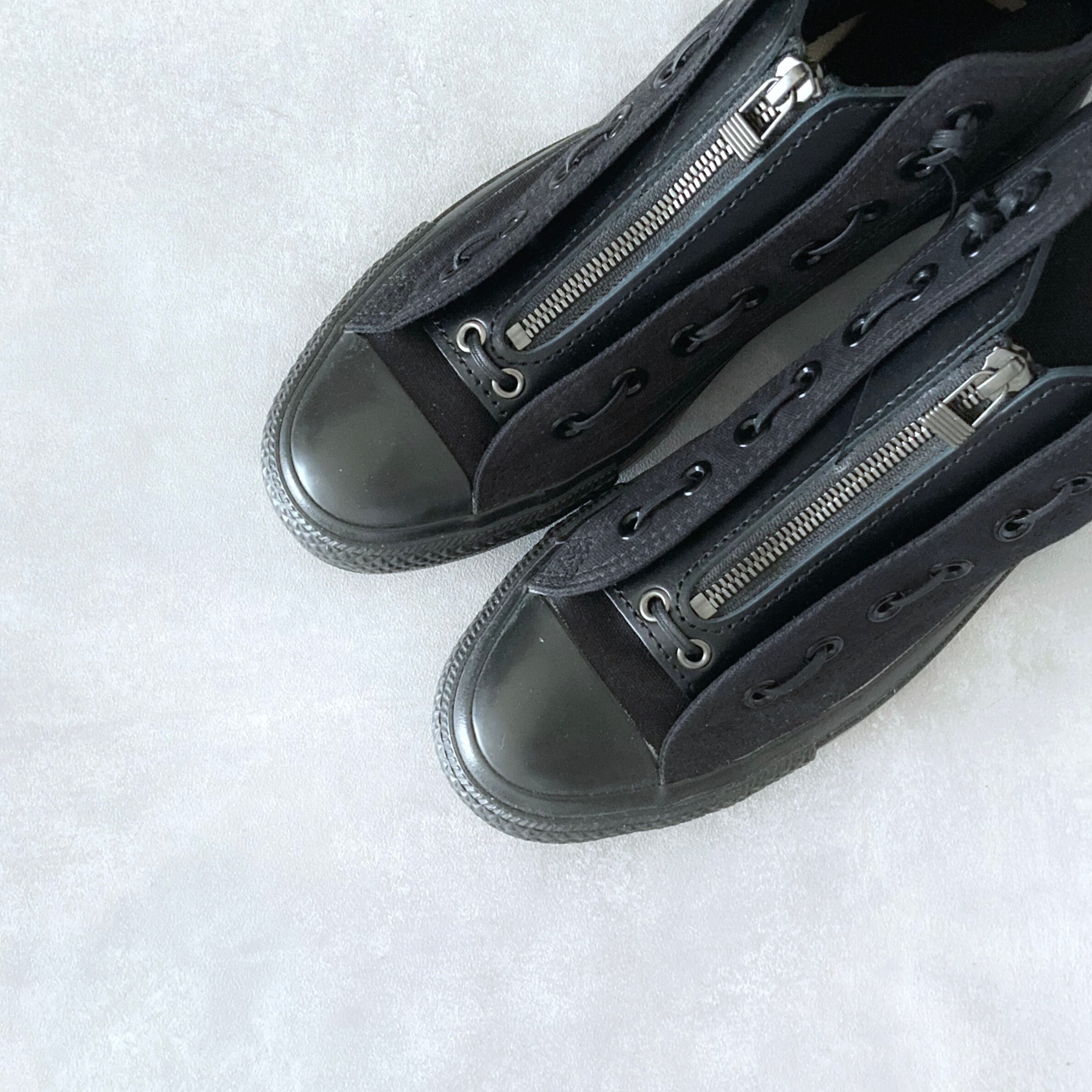 【Converse HI/Black】スムースレザー zip parts / ジップパーツ ハンドメイド 1点物 | HOLO WITH