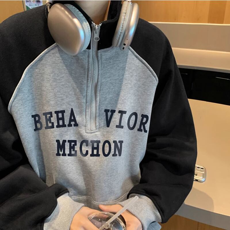 【PPGシリーズ】★トップス★ 3color スウェット 男女兼用 メンズ 配色 ブラック ネイビー ブラウン | elegant