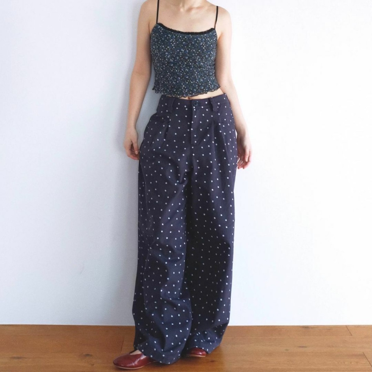 DEERTRIP 小花柄 ネイビー カジュアル ワイドパンツ 水玉 コットン | Uturi -日本未入荷 海外ブランドアイテム セレクトショップ-