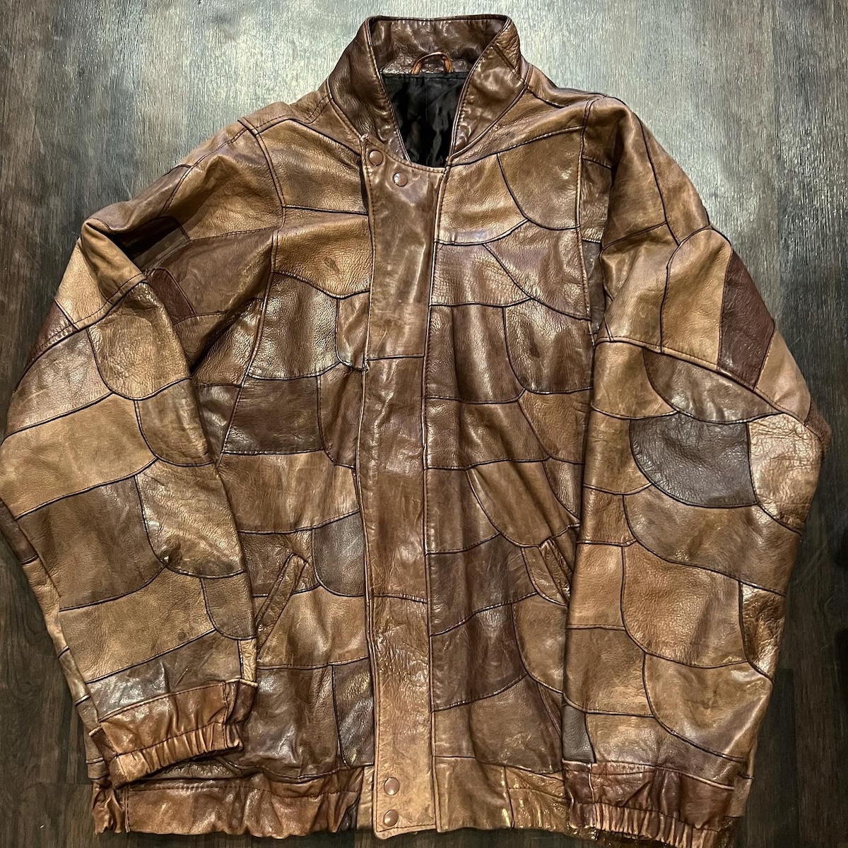 vintage patchwork leather jacket | used memento