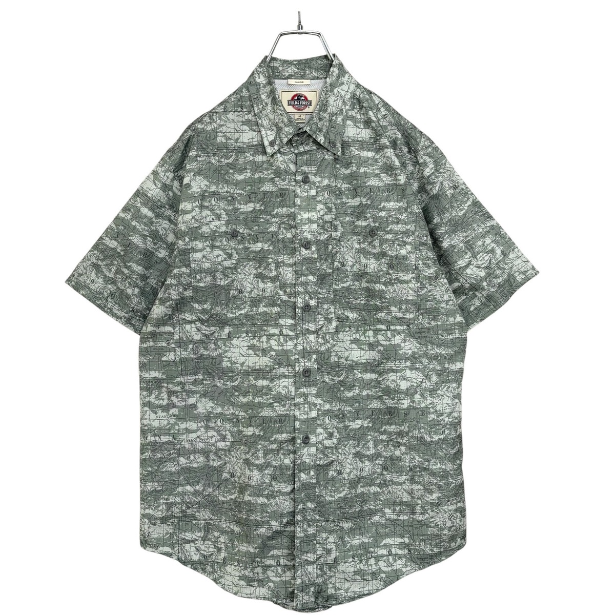 90s FIELD & FOREST S/S Topographic map pattern shirt | 無無