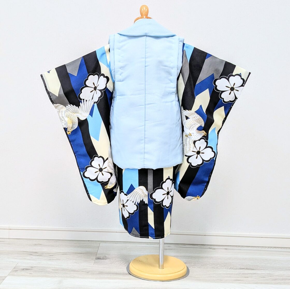 七五三 3歳 男児 ブランド 着物 被布コート セット 青 紺 鷹 古典 KM1 | Pay ID