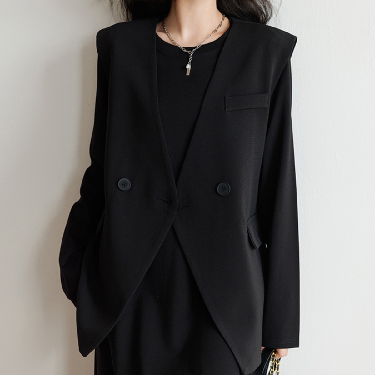 sleeveless black casual high end top vest | Erz.