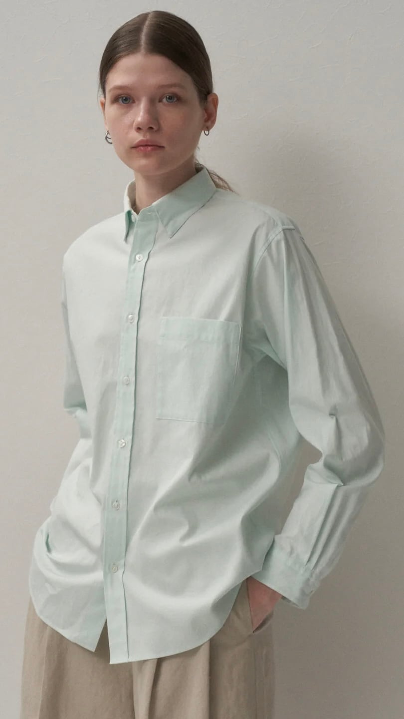 ATON -WASHER OXFORD | STANDARD SHIRT- :GREEN, :PINK, :SAX | biancabrillante