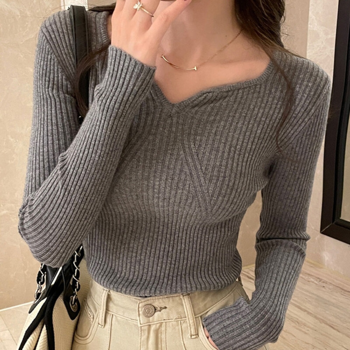 全6色/Slim fit rib knit M4207 | Mbeaute