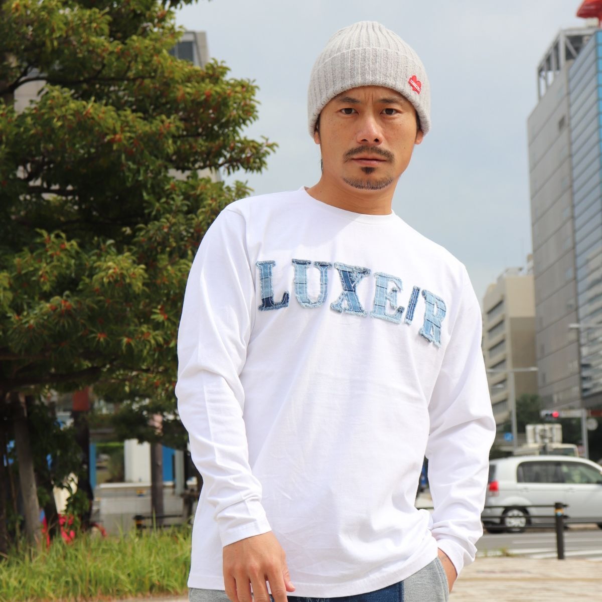 【LUXE/R】デニム 切り替え ワッペン 長袖 Tシャツ（45302） | LUXE/R