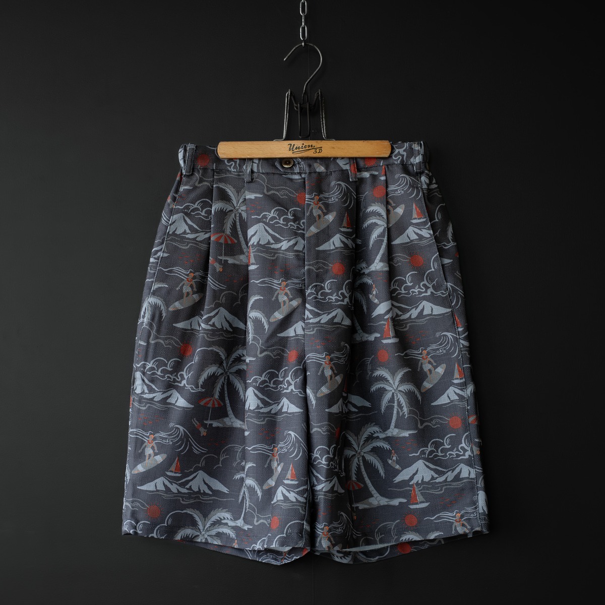 【modem design】 aloha pattern beach shorts (charcoal) | dros dro