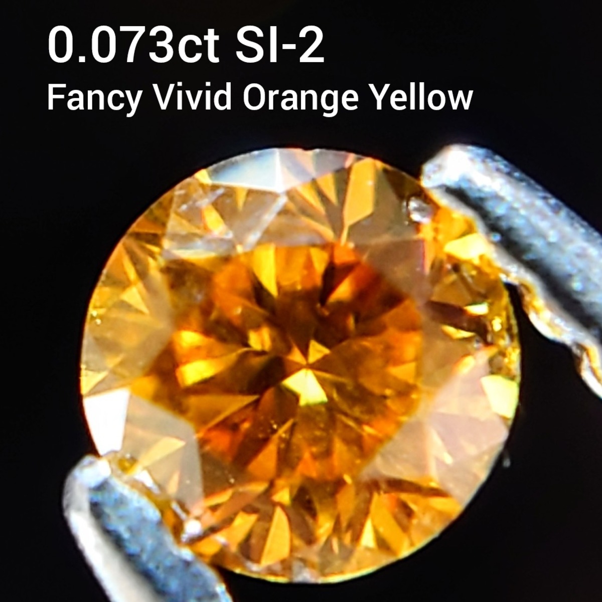 Fancy Vivid Orange Yellow 0.073ct SI-2 天然イエローダイヤモンド ルース☆ | wisteria777