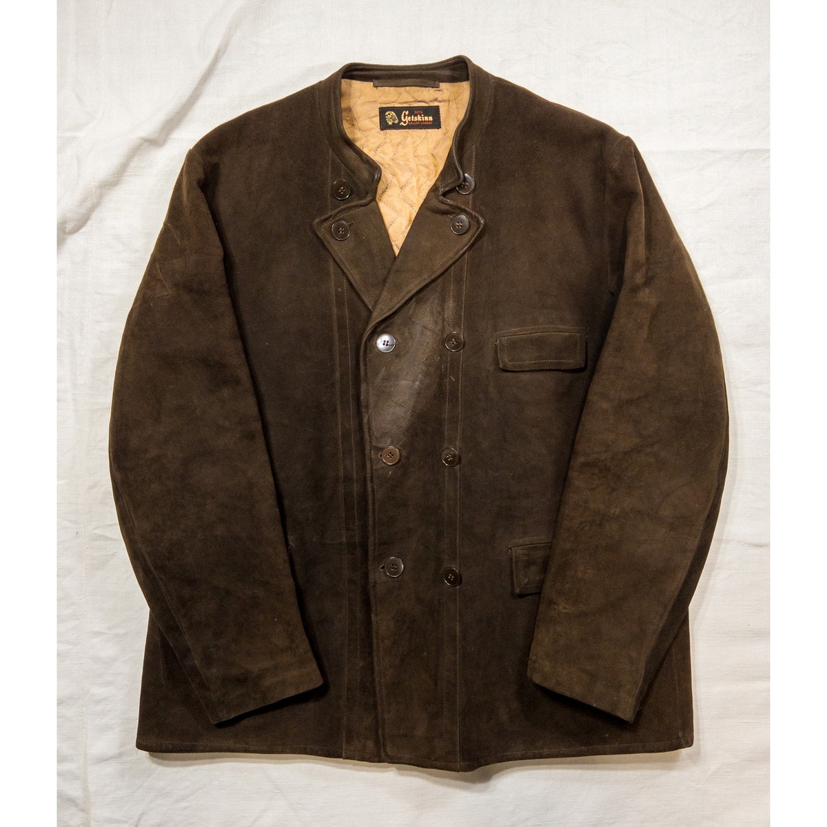 【1940s】"Swedish Vintage" Goatskin Brown Suede Double Breasted Jacket ...