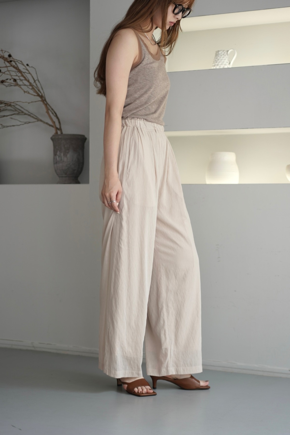 Sheer straight pants シアーストレートパンツ Ivory | planet3rd