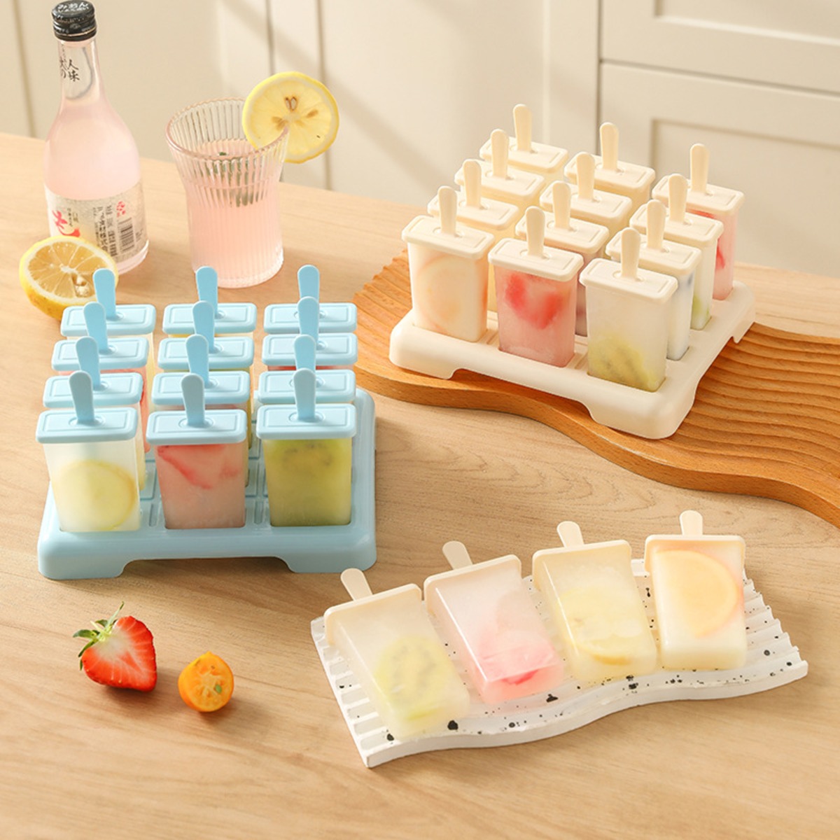 アイスキャンディー型 アイスクリーム型 アイスクリームボックス 蓋付き 縦型 12個 家庭用 自家製 製氷型 製氷器 製氷箱 | kitchengoods