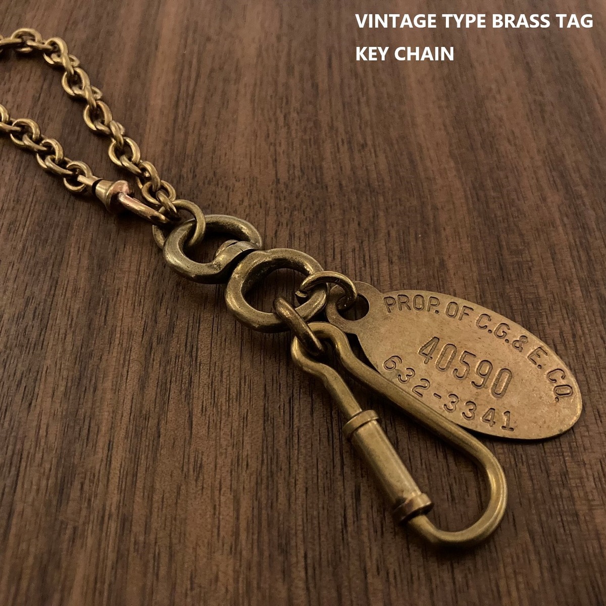 VINTAGE TYPE BRASS TAG KEY CHAIN（TDGKC-02VBT） | TOP DOG GARAGE