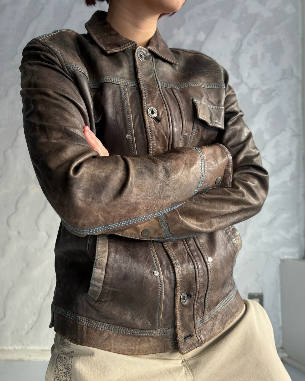 【00s DIESEL】Leather Tracker Jacket | used.memento