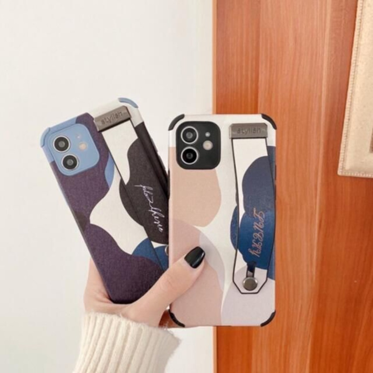 iPhone13promax ケース パープル 柄 模様 スタンド おしゃれ | Ruru &Suzaku