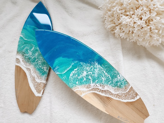 168.オーシャンレジンアート サーフボード型パネル39㎝ | Leaf Edgez