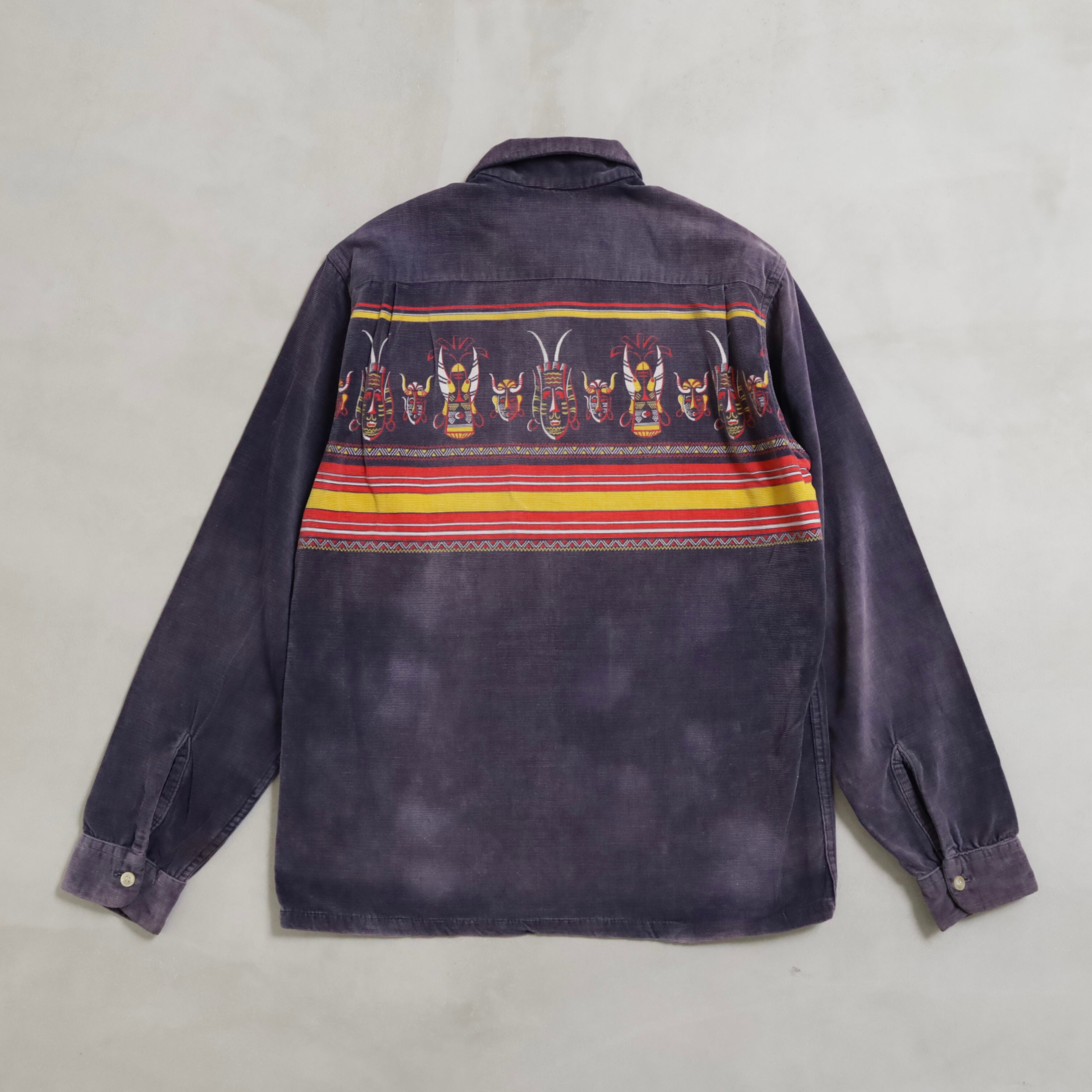 WESLEY "MASK PATTERN" PRINT CORDUROY SHIRT (MEDIUM/GOOD CONDITION ...