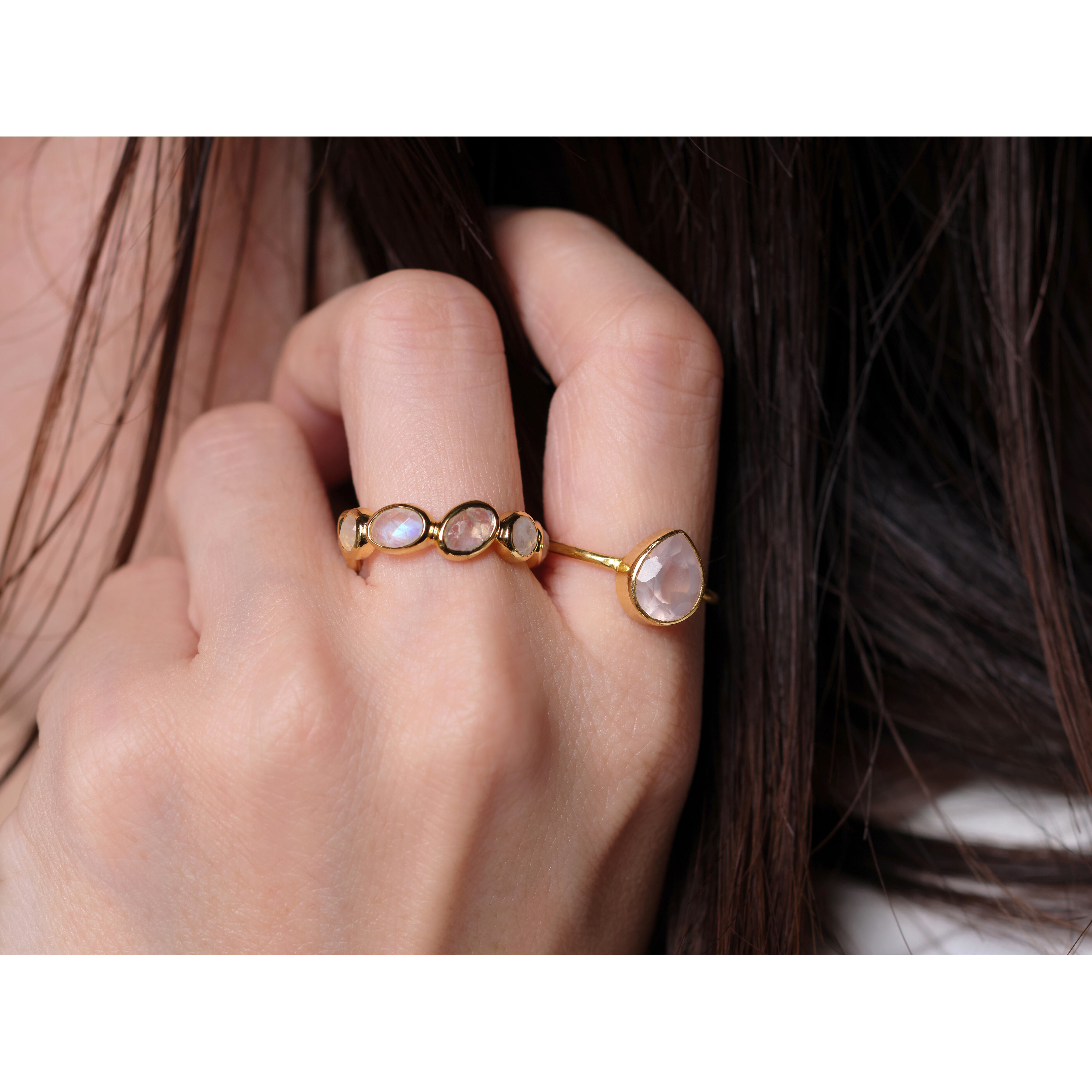 S925 RAINBOW MOON STONE ETERNITY RING | TOME JEWELRY