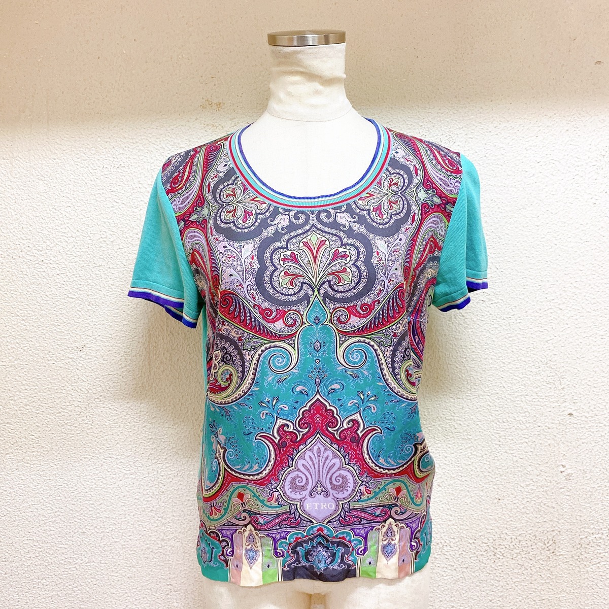 エトロ 半袖トップス 水色 ペイズリー柄 シルク ETRO | UTA