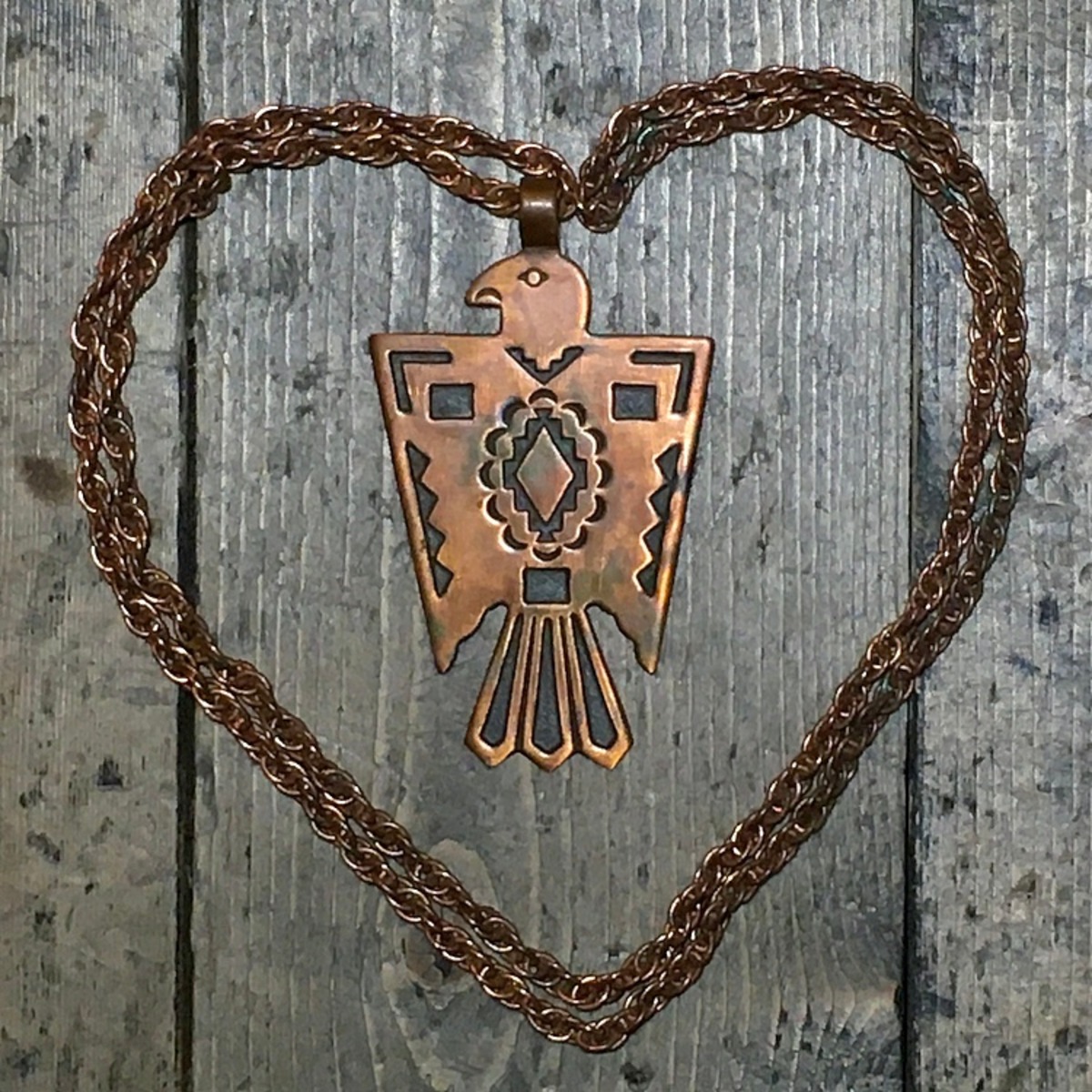 70's / Bell Trading Post / "Thunderbird" Solid Copper Necklace | ASCENT