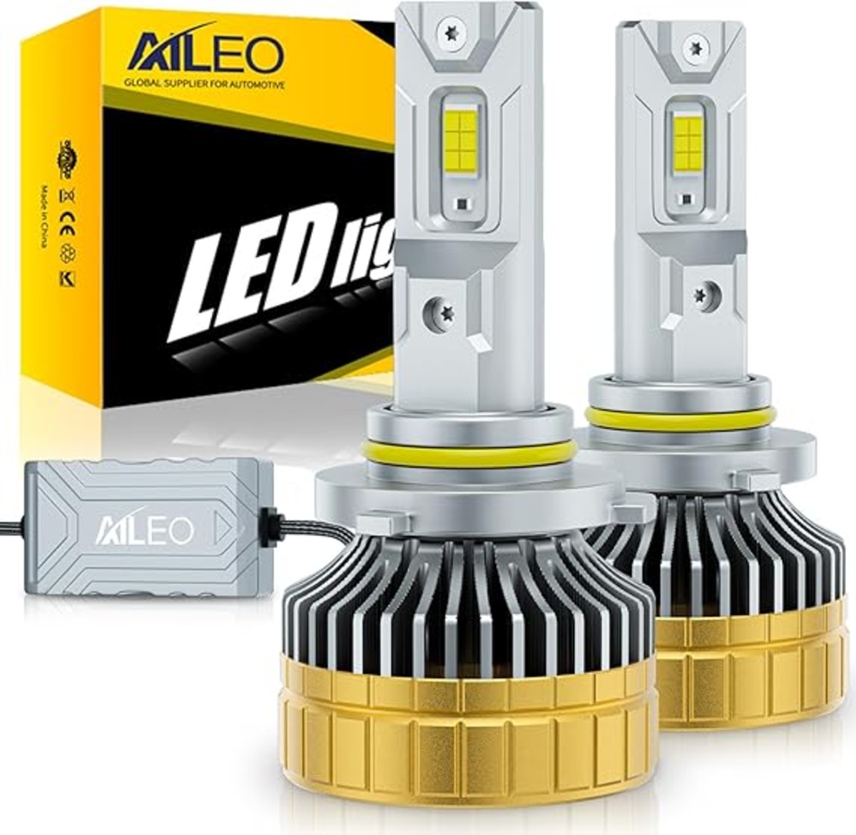 AILEO HB4 LEDヘッドライト 車用 新車検対応 爆光 HB4 9006 LEDバルブ 6500K ホワイト 超高輝度CSPチップ搭載 ...