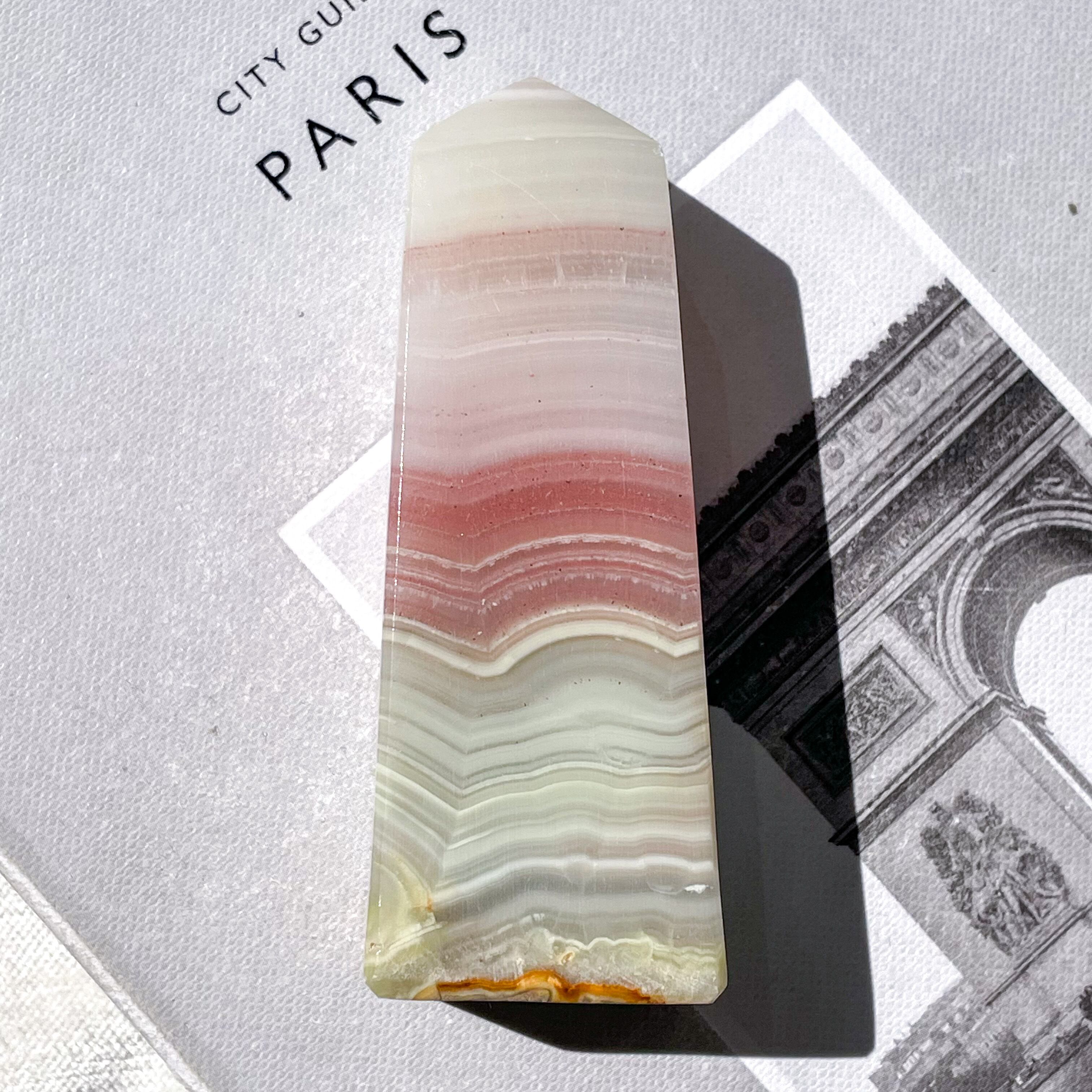 Pink Banded Calcite Point 9 ピンクバンデッドカルサイト | FLUXY - 天然石と鉱物のお店 フラクシー