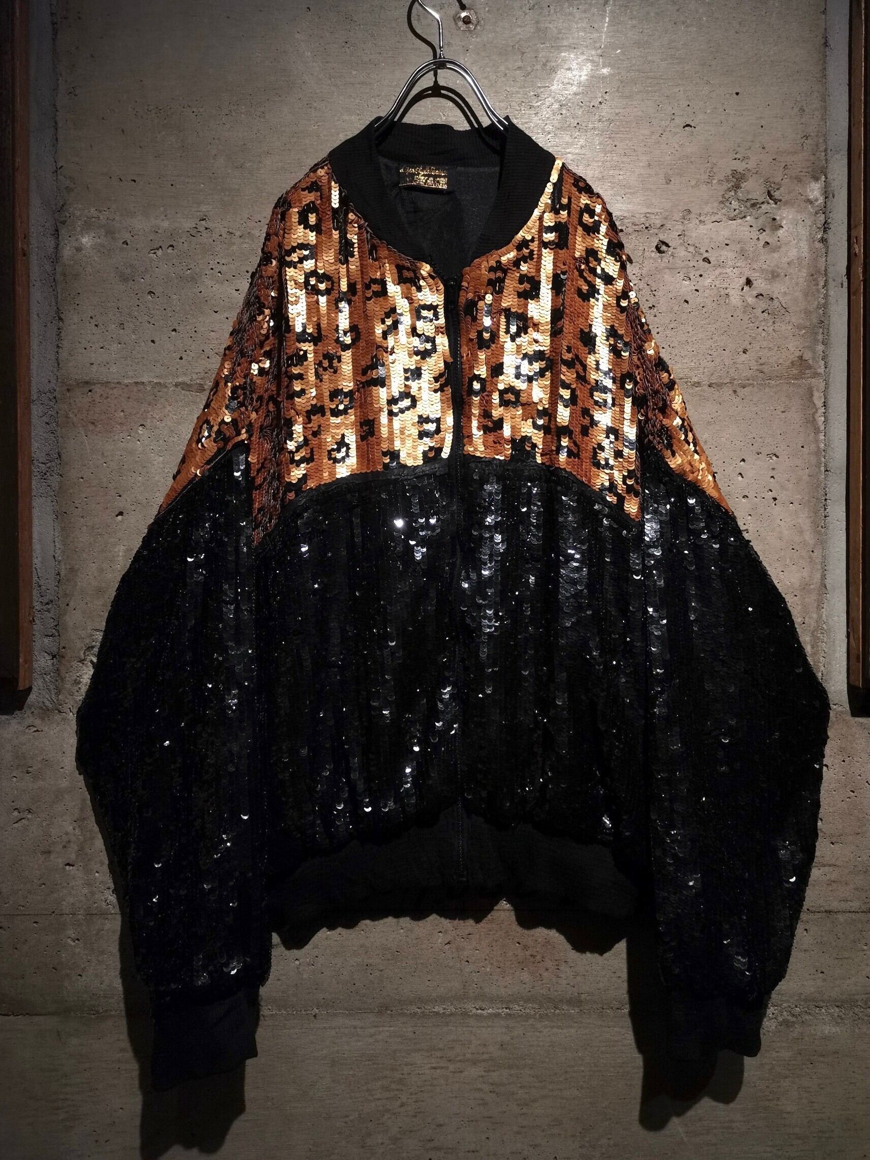 【Caka】Bling-Bling Spangle Leopard Swiching Vintage Loose Bomber Jacket ...