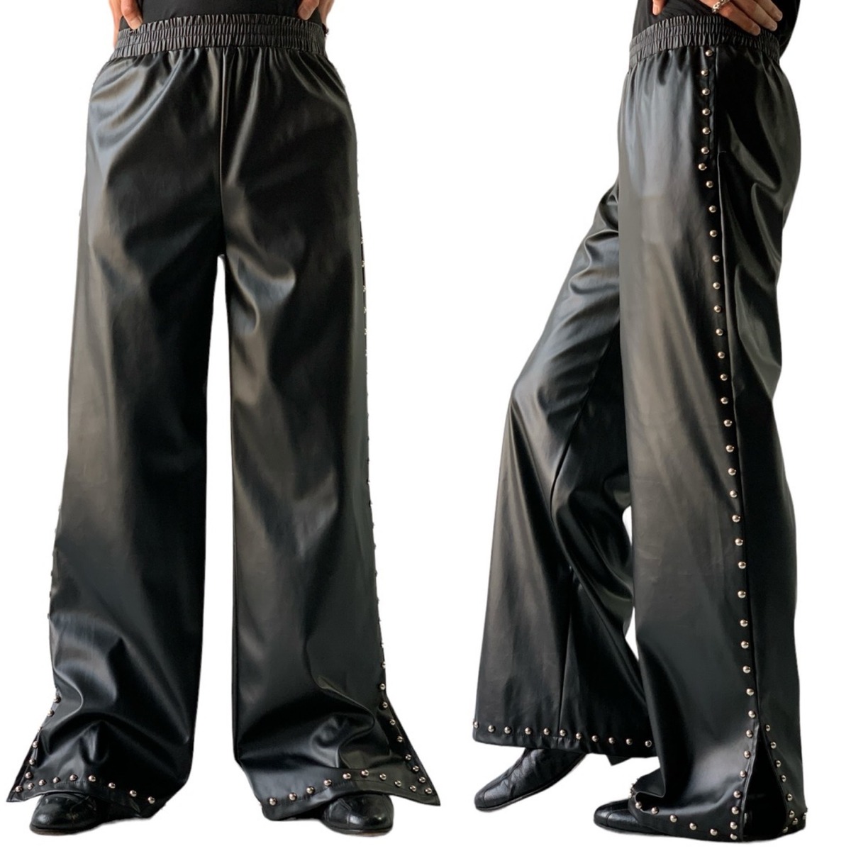♾design used♾ studs design pvc flare pants | ELCASION/ELCA