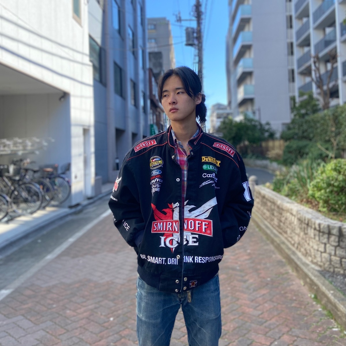 size: XL 【 JH DESIGN 】ジェイエイチデザイン レーシング レーシングジャケット 企業ロゴ 黒 スミロフ 古着 古着 | 古着屋SLAT オンラインショップ 【古着通販 ...