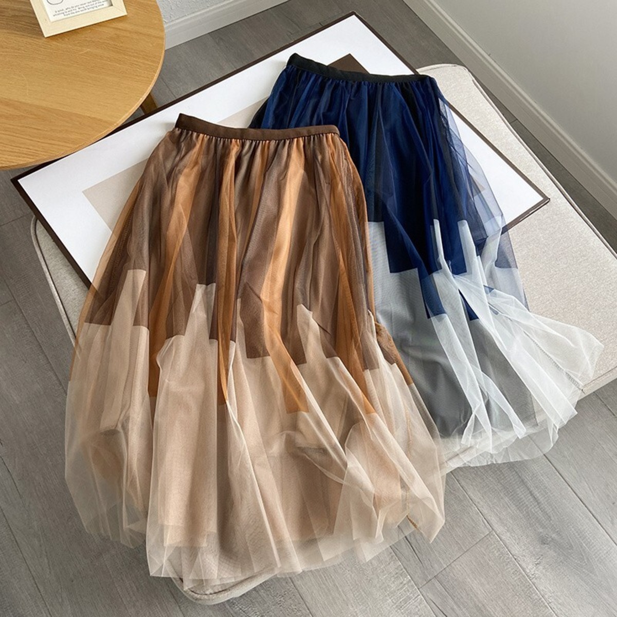 square pattern flare skirts | pluscolor