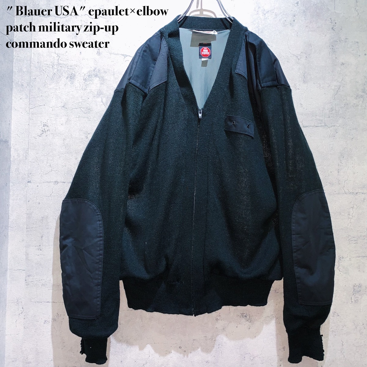 ”Blauer USA”epaulet×elbow patch military zip-up commando sweater | ayne