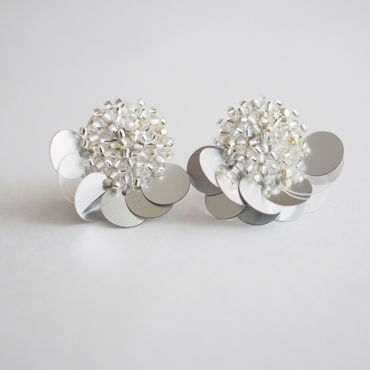 『Beadspan round 粒々 』（シルバー）ピアス/イヤリング【受注】 | Beadspan ビーズアクセサリー・ピアス・イヤリング・ネックレス・ブローチ