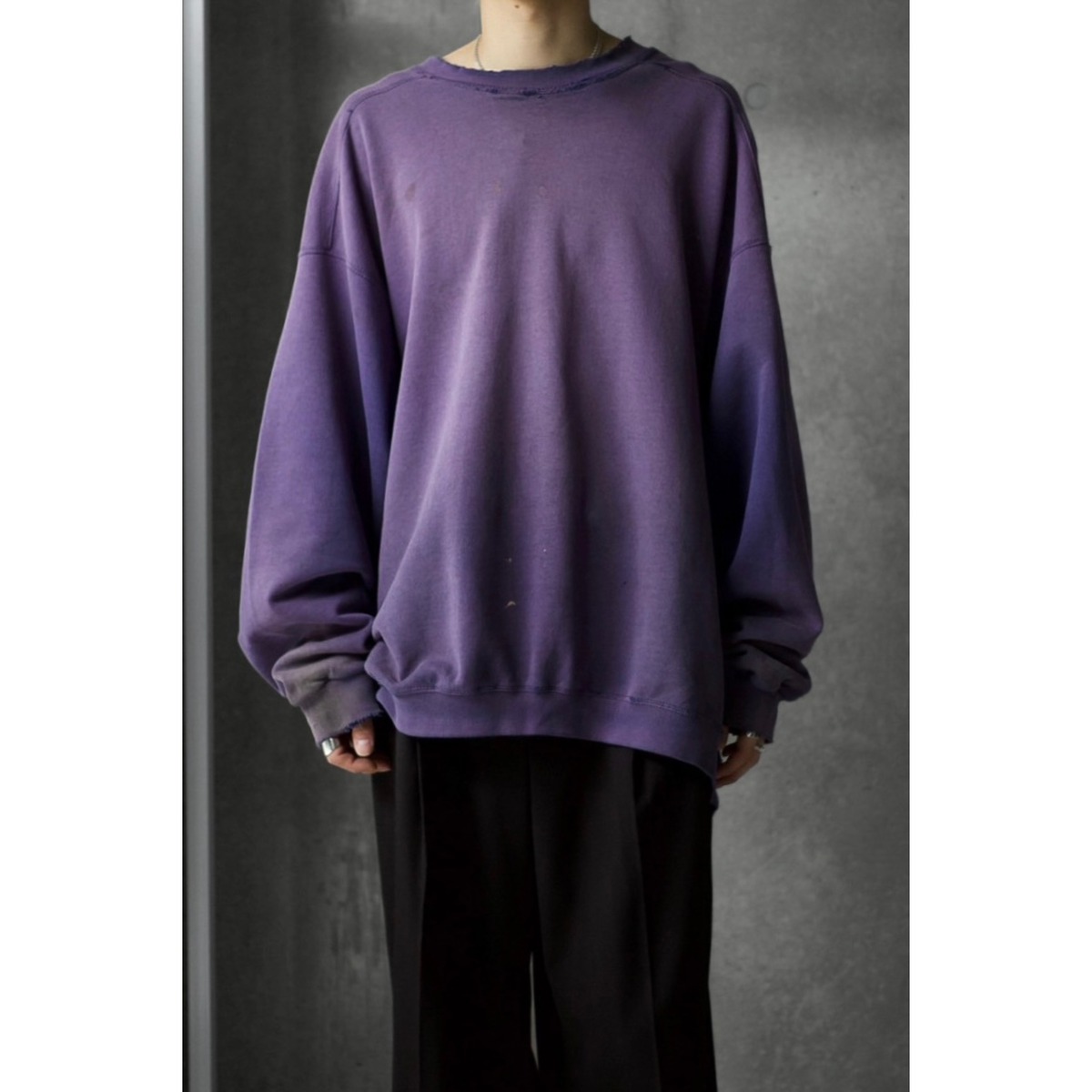 【COUOTSU】1990s fade purple good damage sweat -2045- | cv