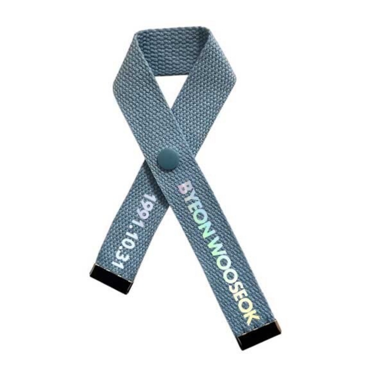 ビョンウソク 布製 ホログラム リボンタグ ネームタグ ラゲッジタグ ライトブルー バッグチャーム 韓流 グッズ dm004-3 ...