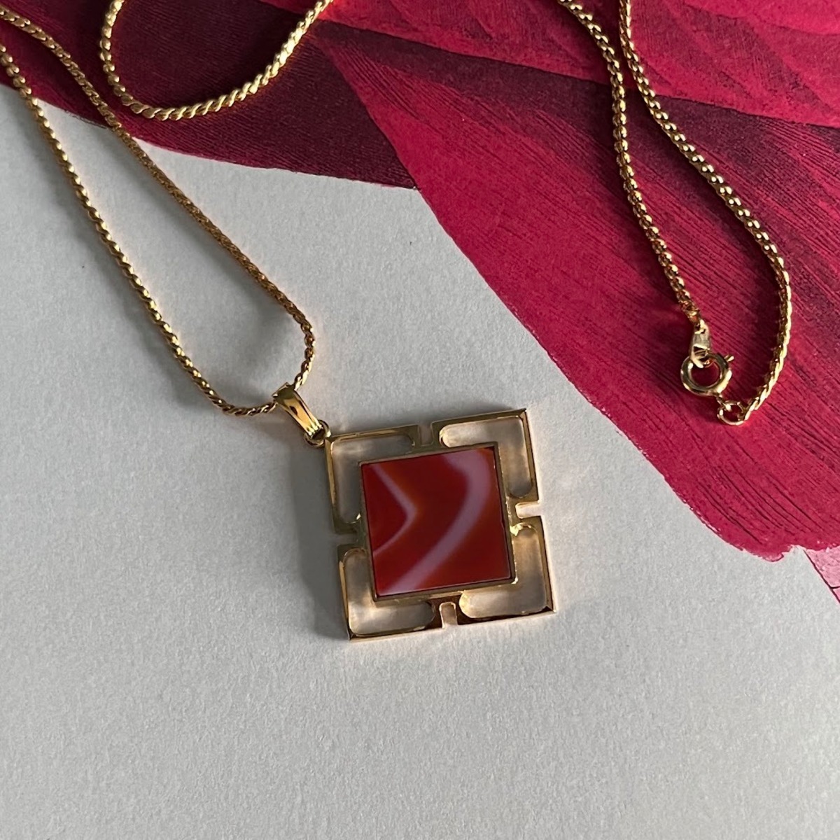 ナチュラルストーン レッド ネックレス 《N-0283》 | ModernLoop ユーズドアクセサリー専門店