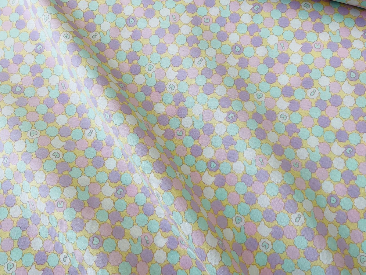 動物と花のドット イエロー地パステル puni puni candy キルトゲイト こんぺいとう | Hirondelle et Ruby ...