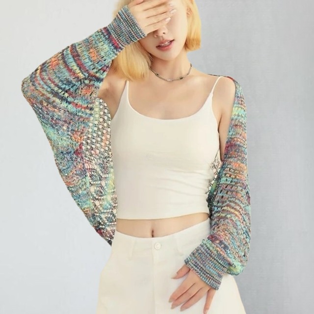 Openwork bolero cardigan 3 colors V1588