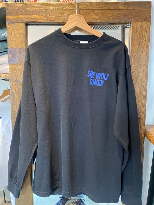SWD ORIGINAL long t-shirt heavy weight No2(BLACK/BLUE) | shewolfdiner