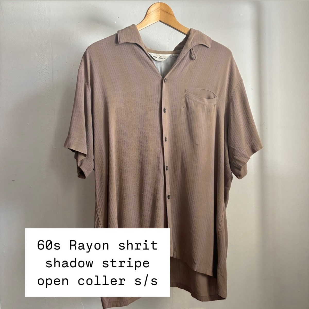60s Mr.Jack rayon open coller s/s shirt XL 60年代 ウォッシャブルレーヨン 開襟半袖シャツ ...