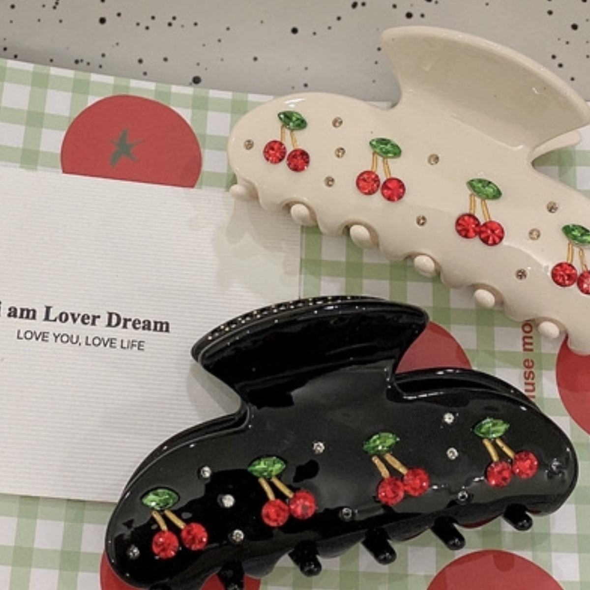 2点セット さくらんぼ チェリー ヘアクリップ バンスクリップ | Ruru &Suzaku