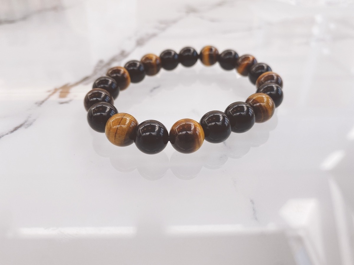 モリオン・タイガーアイ 10mm 18cm ＝マイナスエネルギーから守る・財運・仕事運を高める＝ 13-25-2 | プラナロム精油 mind.body&emotion 心と身体と感情 mbe