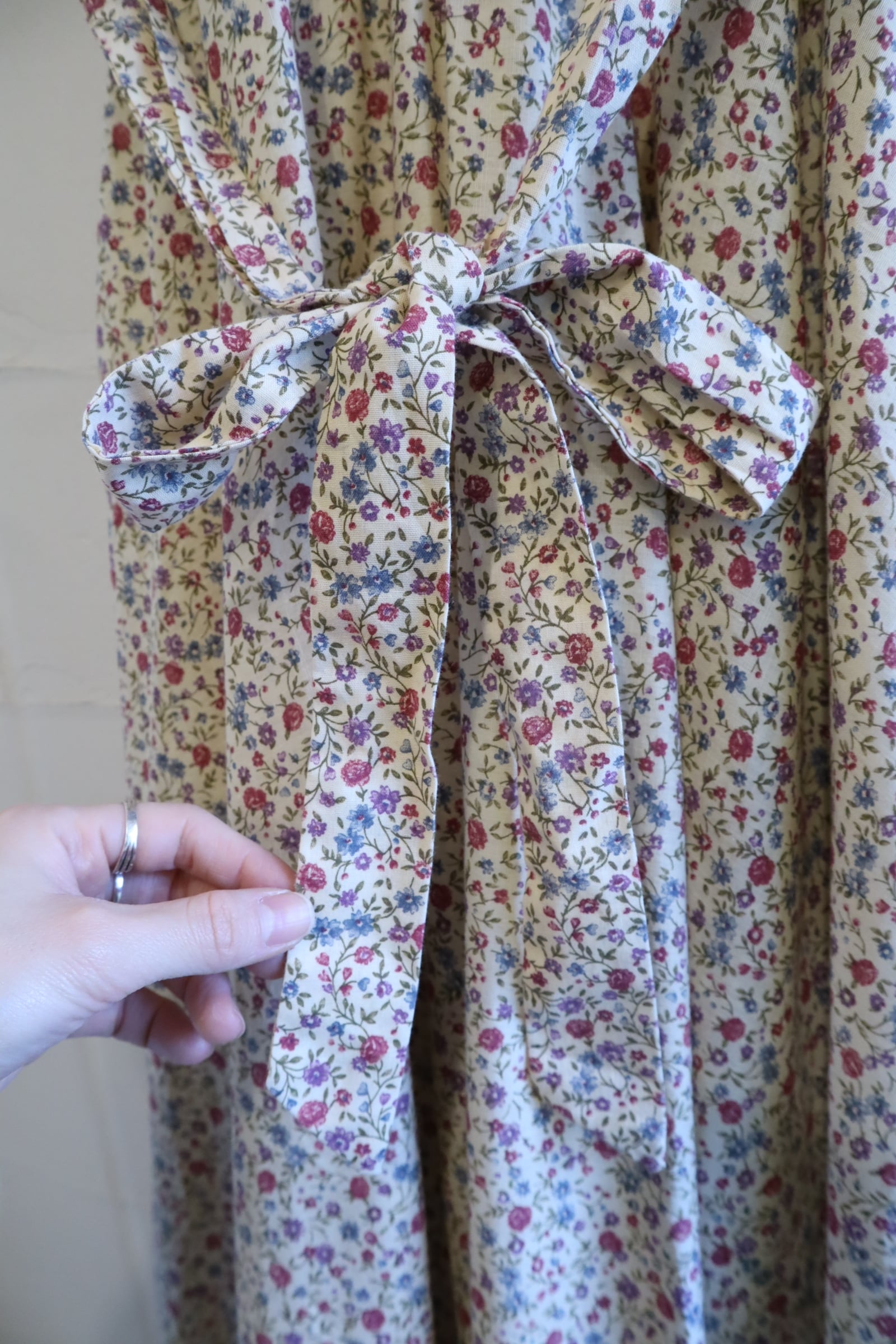 70s GUNNE SAX cream×pink flower pattern sleeveless dress [l-4724 ...